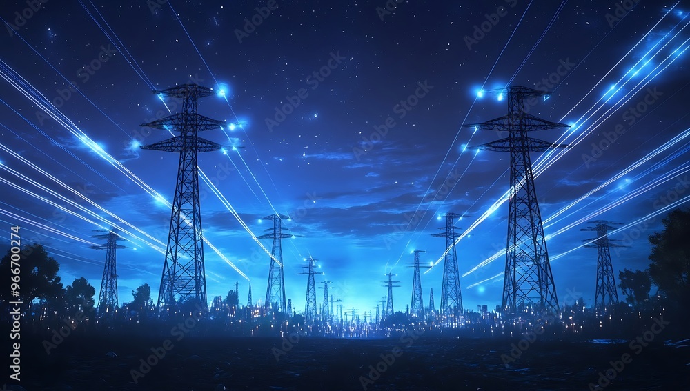 Power Transmission Lines with 3D Digital Visualization of Electricity ...