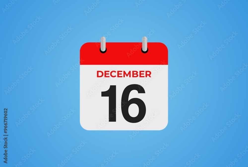 Icon calendar day. 16 December. 16th days of the month, illustration ...