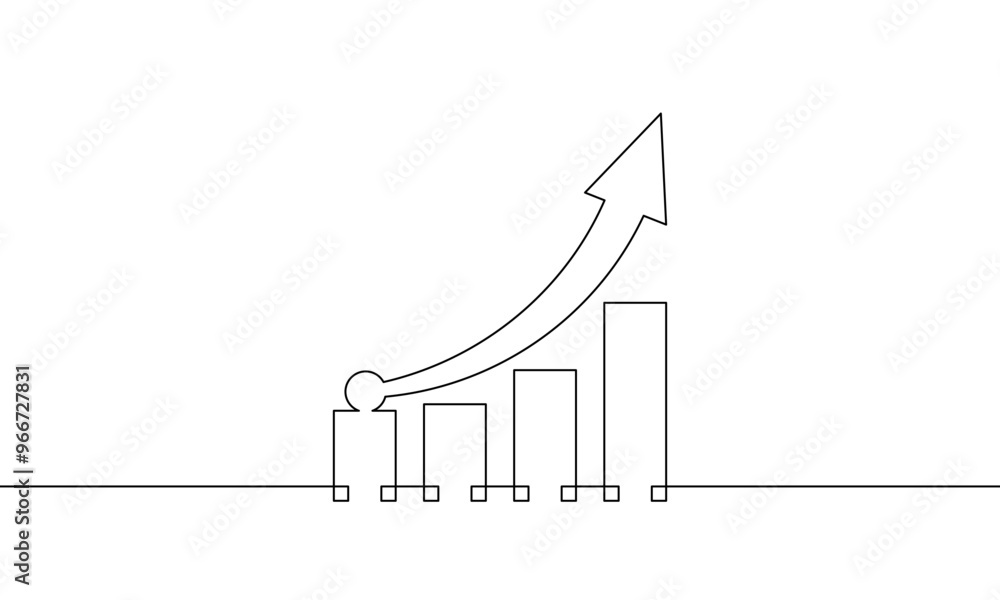 Continuous line drawig of increasing arrow up line art. Illustration ...