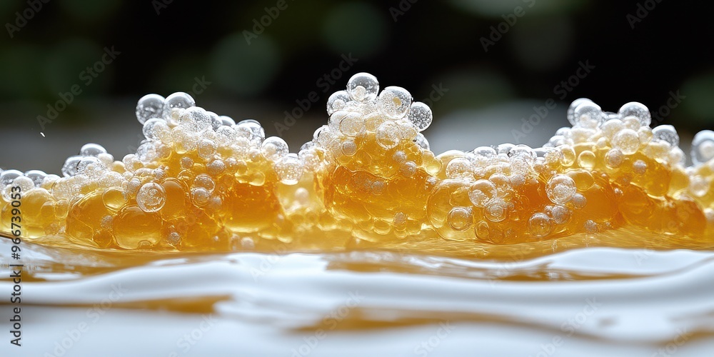 Close-up Image of Golden Honey Bubbles Highlighting the Natural Process ...