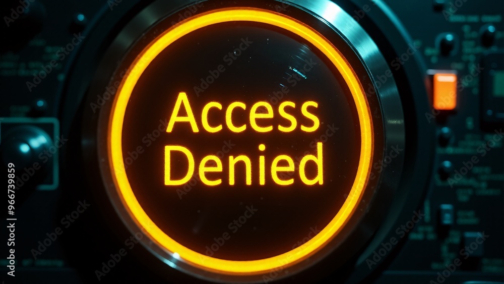 Orange "Access Denied" buttons glowing on dark, tech-centric ...