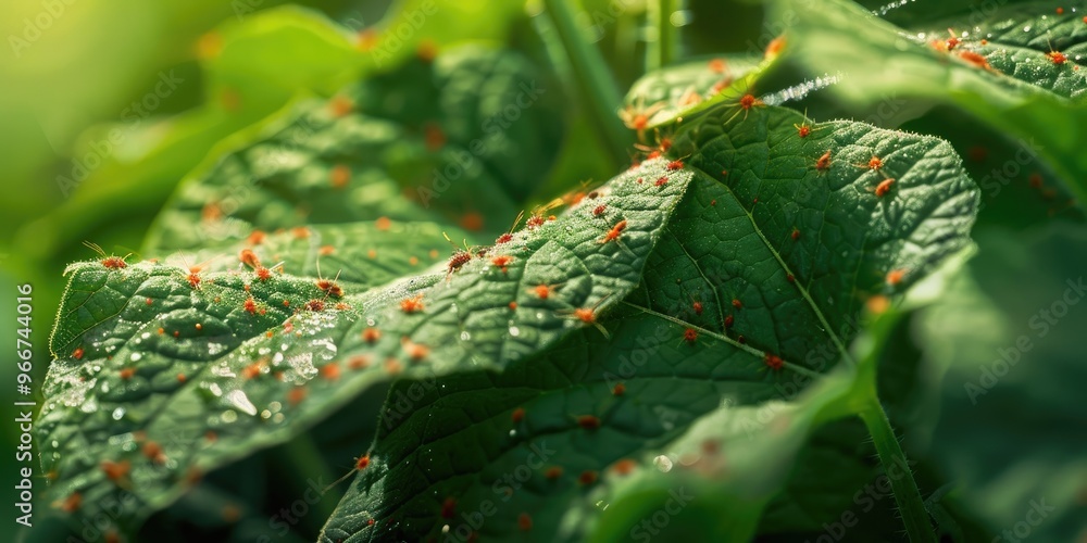 Foto de Infestation of red spider mites on cucumber plants causing leaf ...