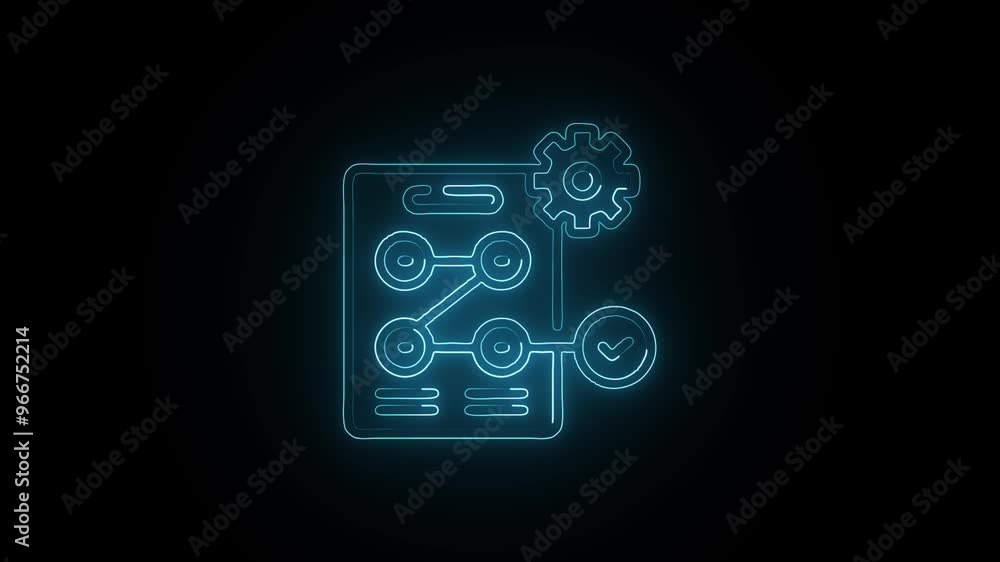 Planning Animated Icon. Neon Planning Badge Inside Circle. Strategy ...