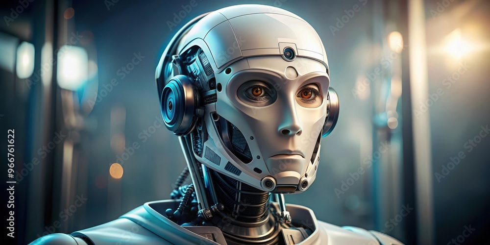 Robot disguised as a human wearing a realistic mask, robot, disguise ...