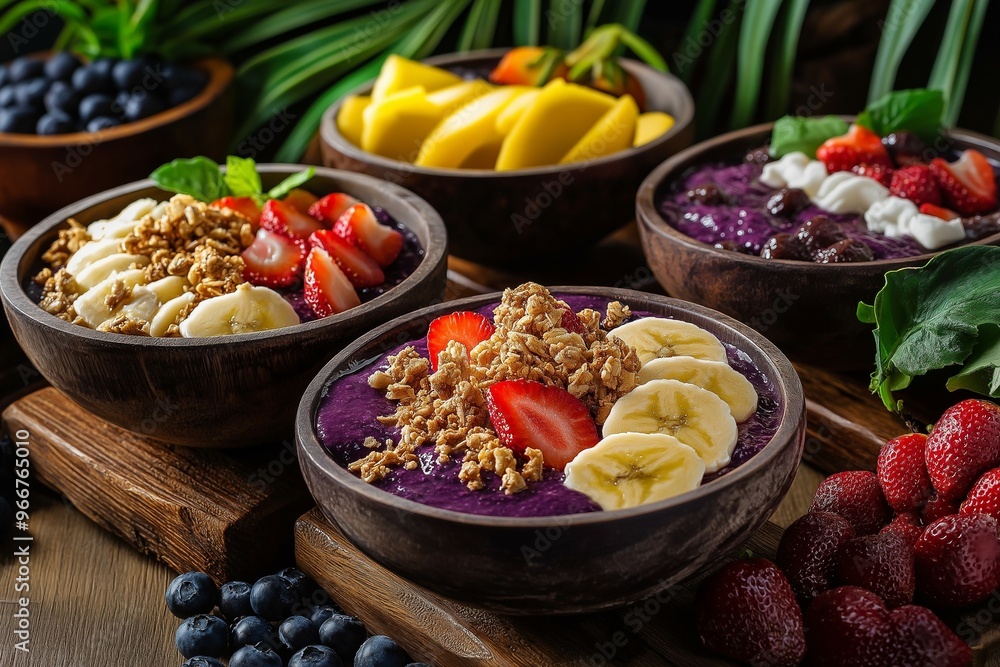 Açaí Berry Menu with Vibrant Bowls, Fresh Fruits, and Toppings ...
