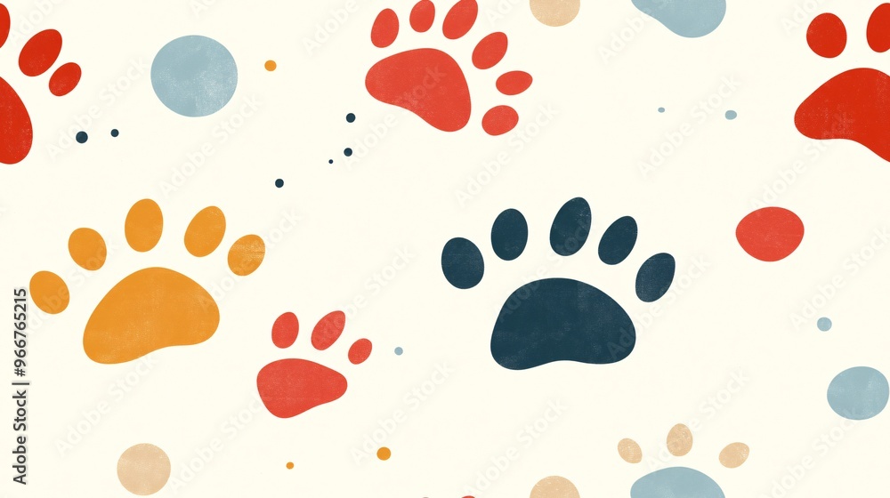 Colorful Paw Print Seamless pattern: A cheerful and whimsical seamless ...