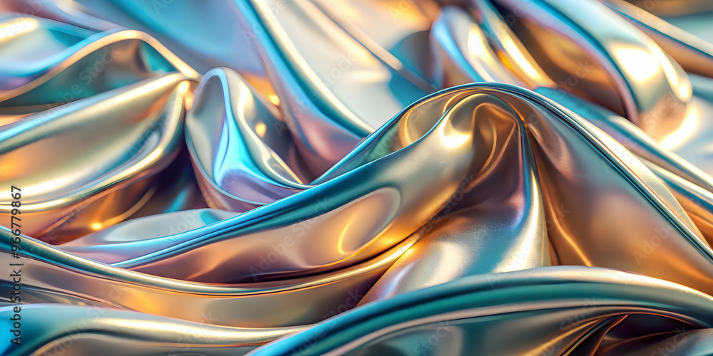 Abstract Liquid Metal Waves: Shimmering and iridescent, abstract waves ...