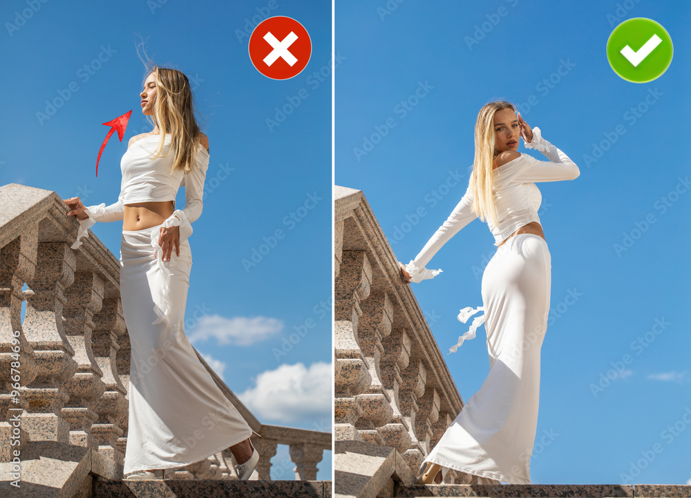 Common mistakes in female posing and how to avoid them. Photo poses Stock Photo | Adobe Stock