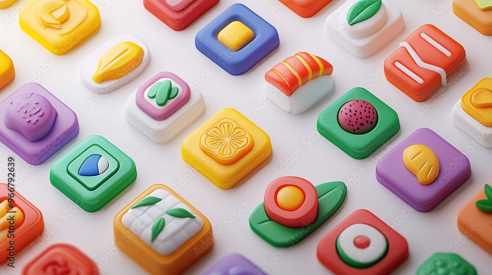 Colorful icon set for a cooking app, featuring icons for different ...