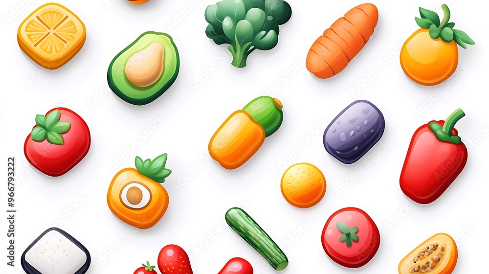 Colorful icon set for a food app, featuring icons for different types ...