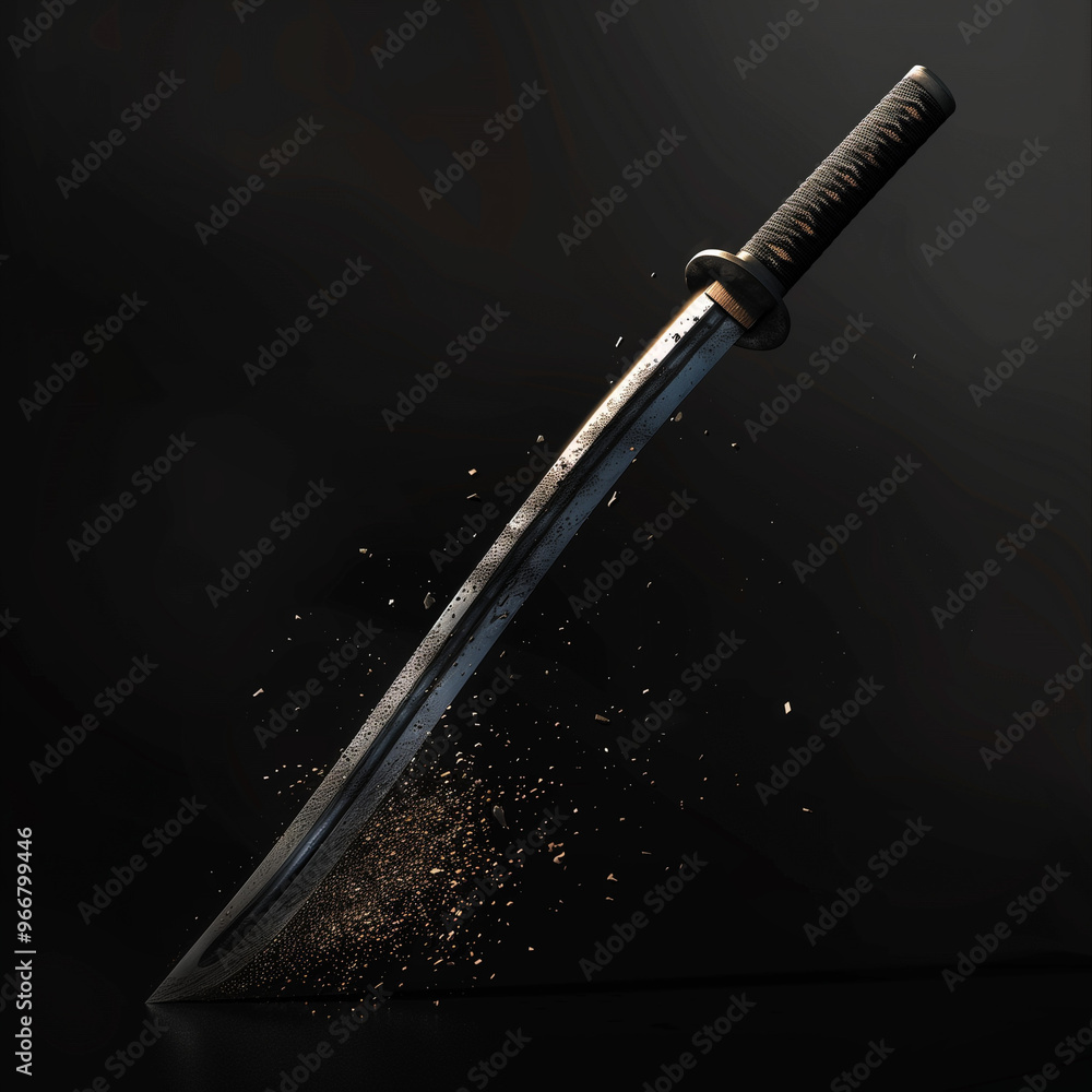 Dynamic Samurai Sword with Motion Effects and Dust Particles Stock ...