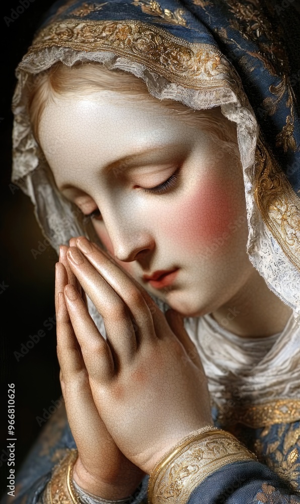 Sacred icon: Portrait of St. Mary capturing the divine serenity and ...