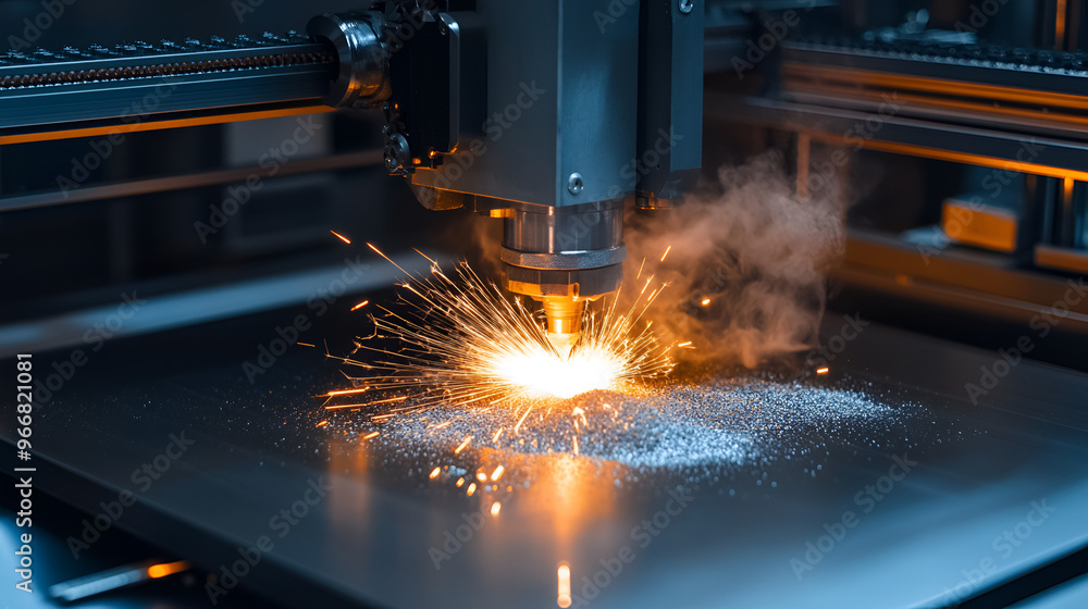 Dynamic 3D metal printing scene with a laser beam melting metal powder ...