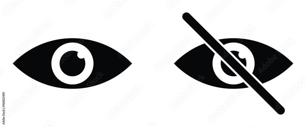 Eye and no eye vector icon set. See and unsee symbol. Show and hide ...