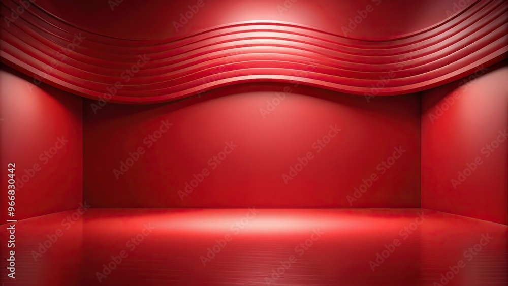 Realistic red studio background with cove curve wall and soft lighting ...
