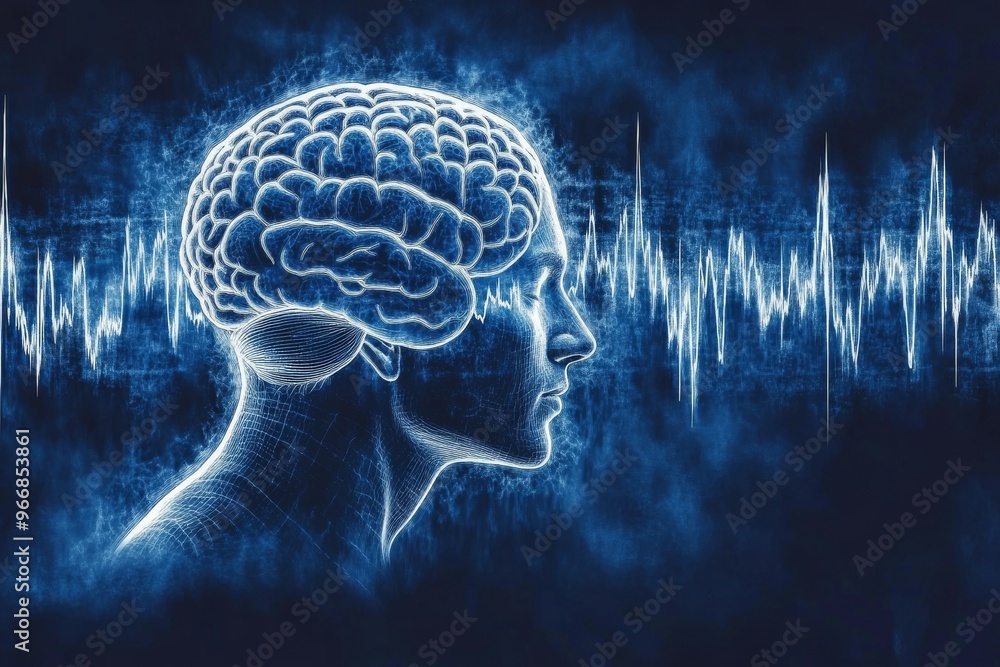 Brain interaction neural network and digital brain human head with ...