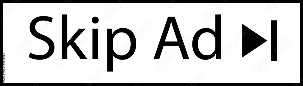 Skip ad button icon in trendy black line style. skip advertisement png ...
