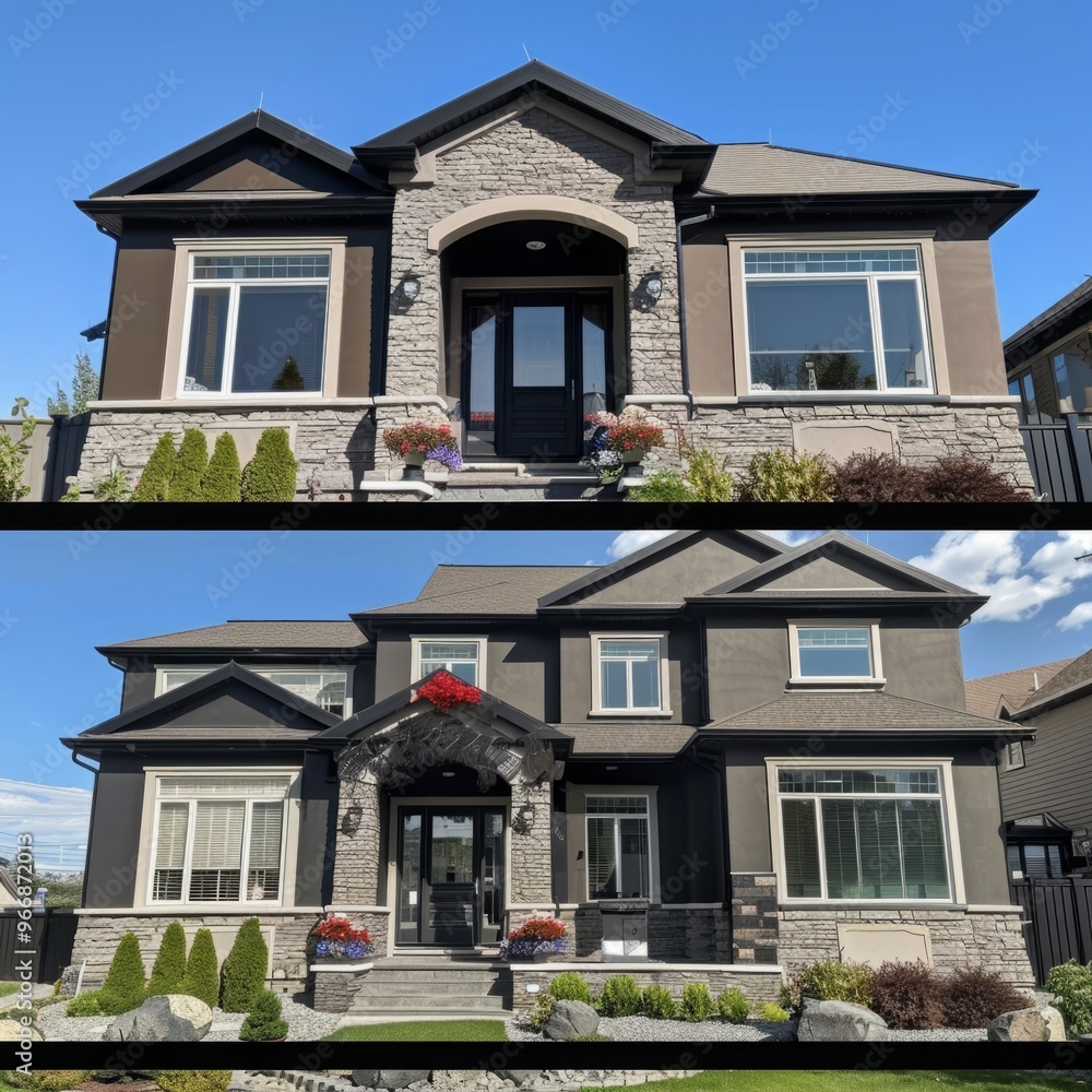 Before and After Images of a Home Exterior Transformed by Professional ...