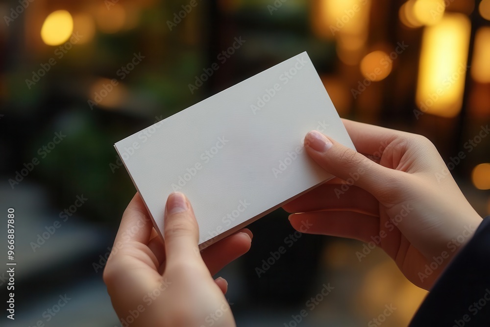 Hands passing around a set of business cards with potential brand logos ...