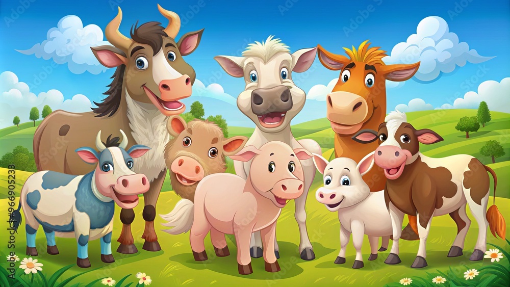 Cow Cowletta, pig Percy, horse Hector, sheep Sophie, and goat Gracie ...