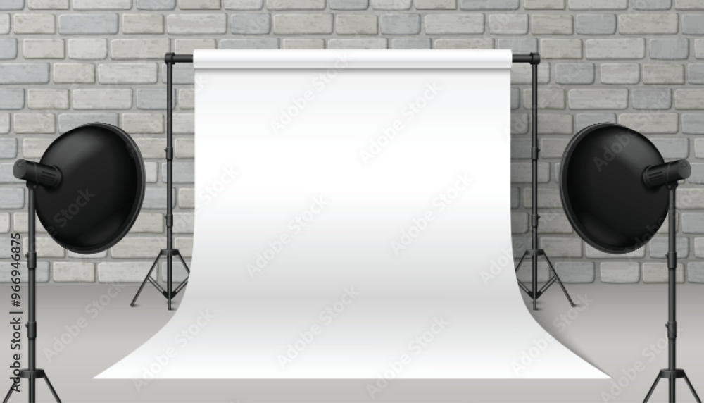 White empty paper backdrop in photo studio vector. Photography shoot ...
