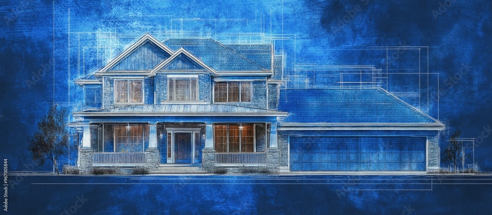 Architectural design blueprint of a house Stock Illustration | Adobe Stock