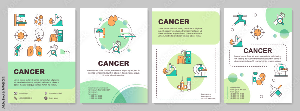Cancer green circle brochure template. Symptoms and treatment. Leaflet ...