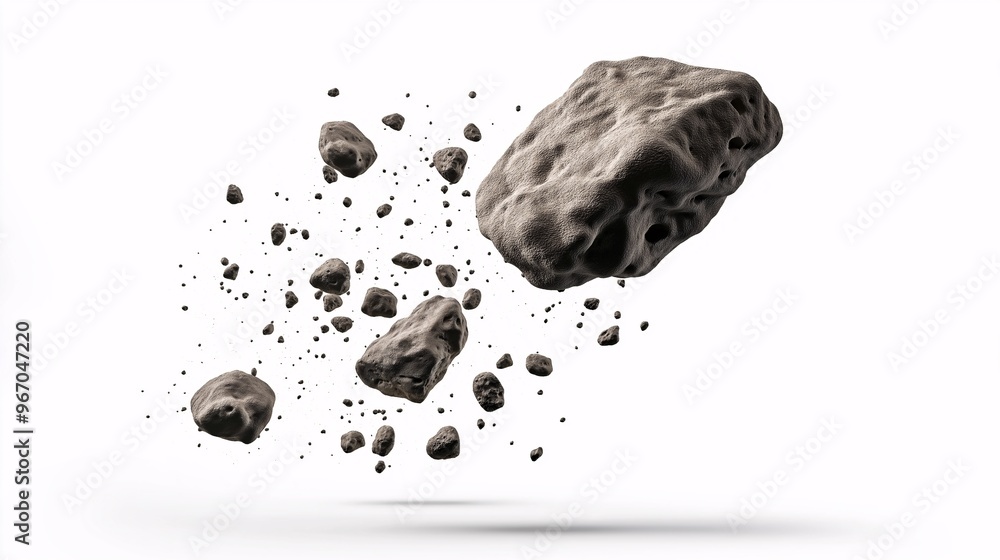 Cosmic Shrapnel: A barrage of jagged asteroids hurtles through the void ...