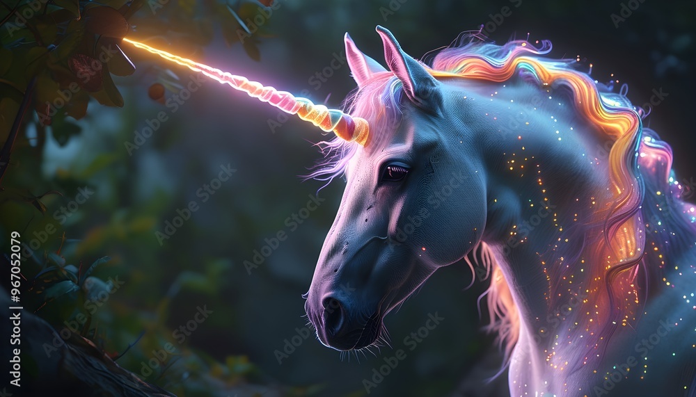 Surreal underworld of ethereal unicorns illuminated by avant-garde ...