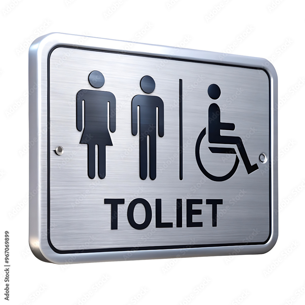 Clear and Modern Toilet Sign on a White Transparent Background for ...