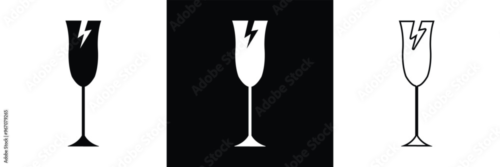 Broken glass. Fragile Packages, Logistics and Shipping Delivery Labels ...