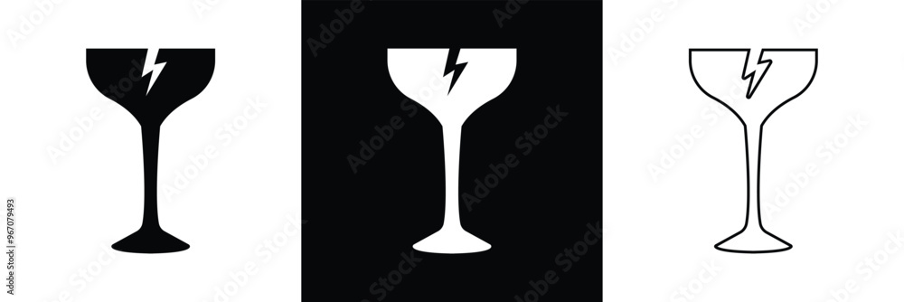 Broken glass. Fragile Packages, Logistics and Shipping Delivery Labels ...