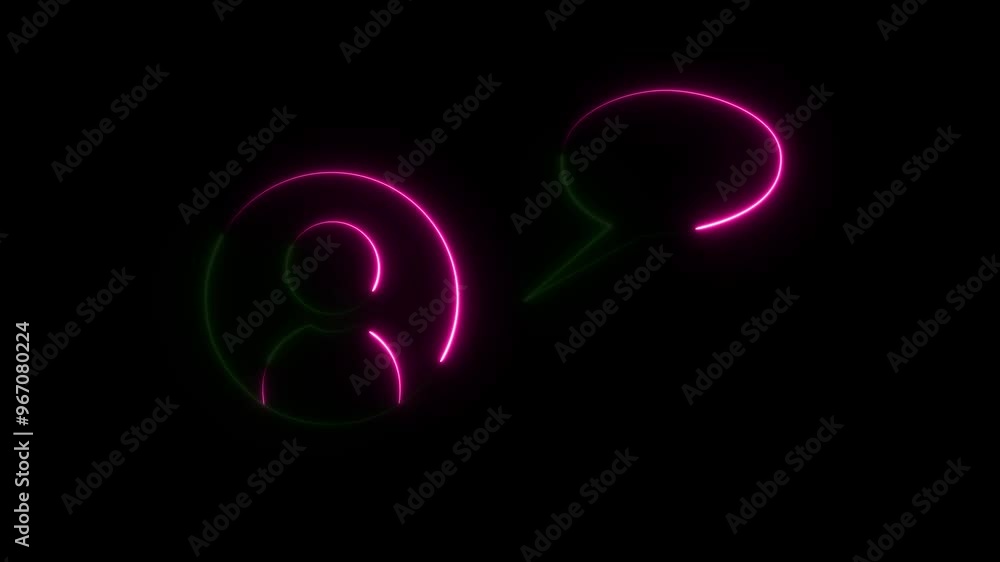 Glowing animated neon chat people icons. Neon text box icon animation ...