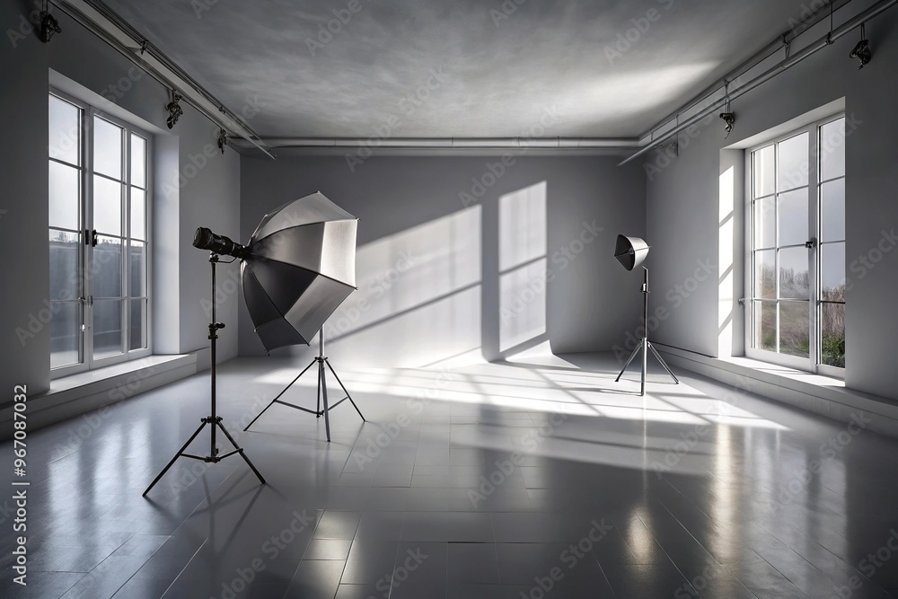 Wide-Angle grey shadow studio showcase shadow sunshine and sunbeam ...