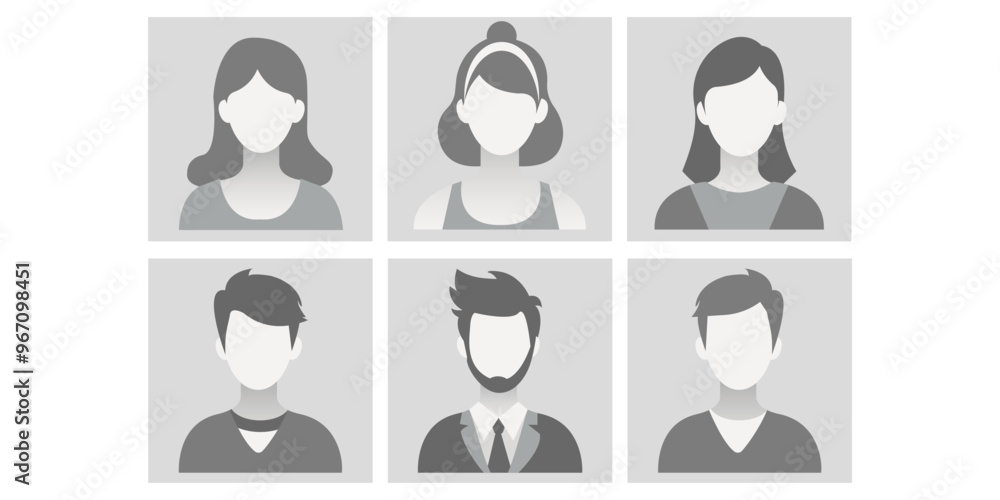 Empty avatars set for unknown or anonymous individuals, person icons ...