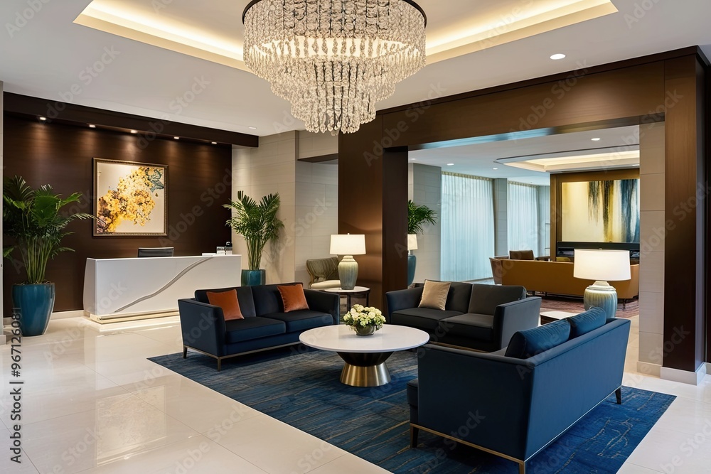 Elegant Luxury Hotel Lobby with Welcoming Reception and Relaxing ...