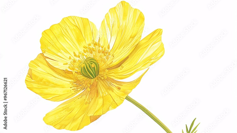 120. Stunning buttercup flower illustration with a white background ...