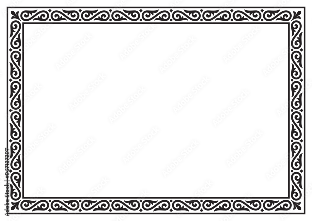 Vector black elegant rectangle frame in oriental style with place for ...