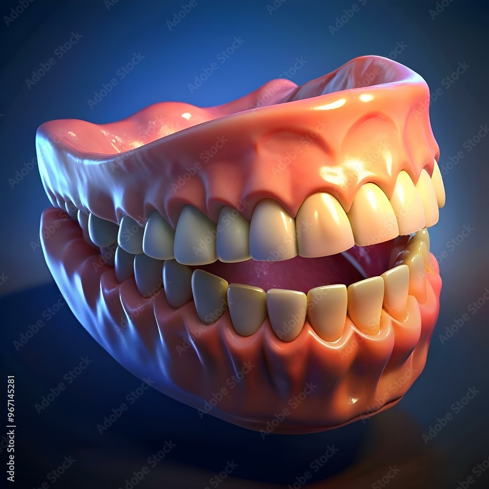 Realistic 3D model of a full denture. perfect for medical illustrations ...