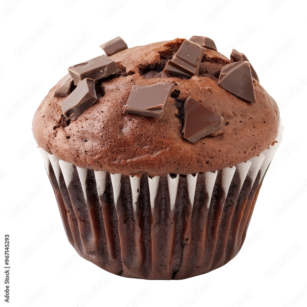 Delicious chocolate cupcake topped with chocolate chunks on a ...