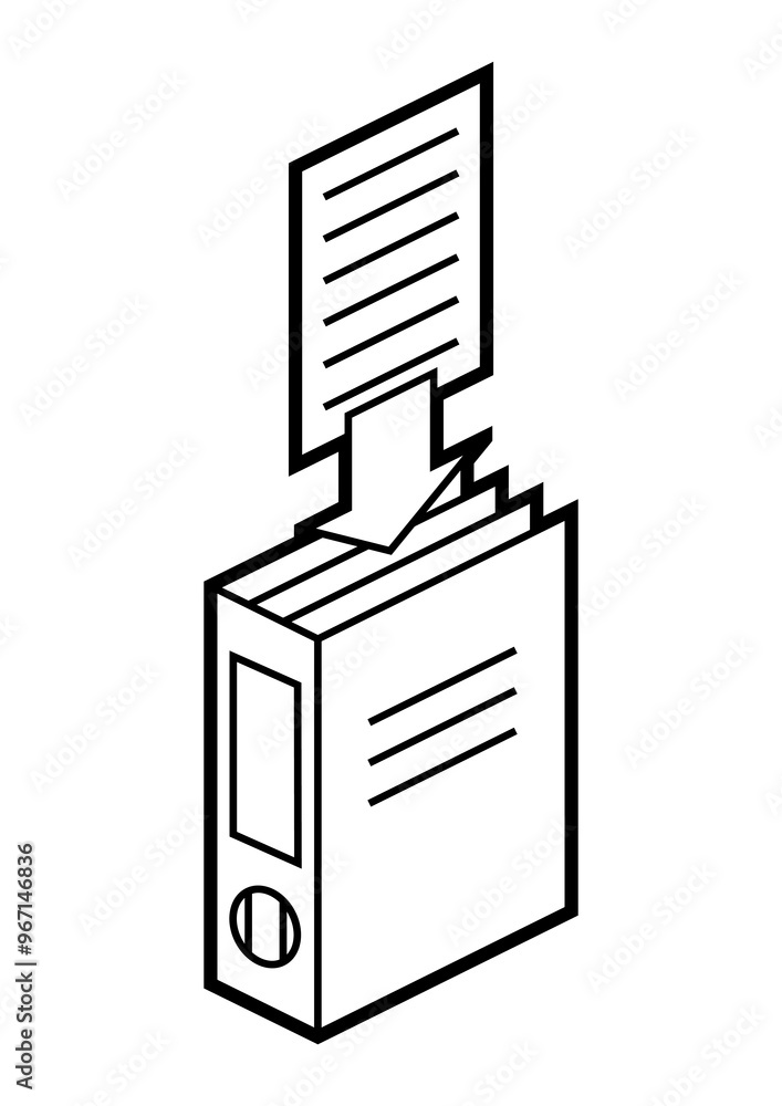 Folder for paper icon in isometry. Uploading information and files ...