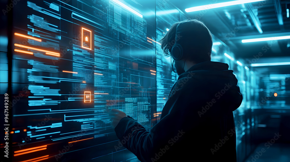 hacker’s attempt being thwarted by advanced encryption and firewalls ...