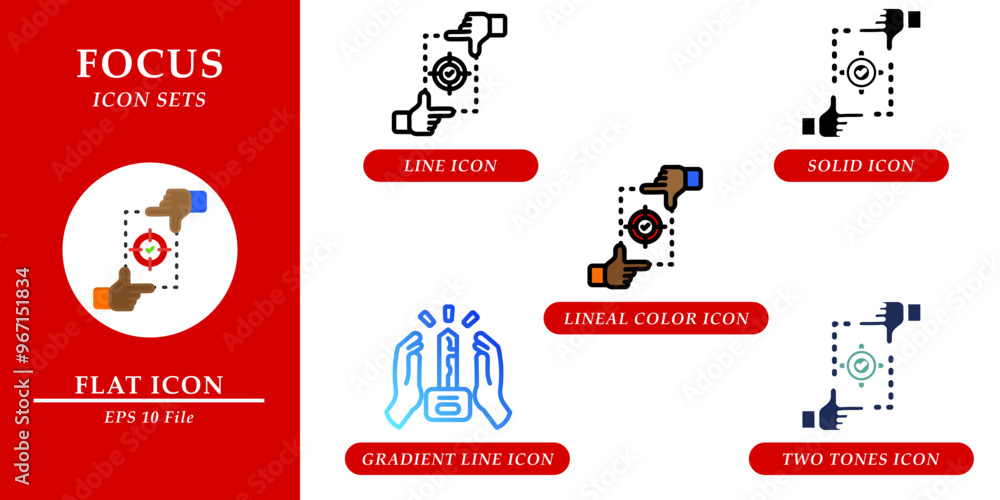 Focus icons sets. Soft skills concept. Various style icons on isolated background for web design ...