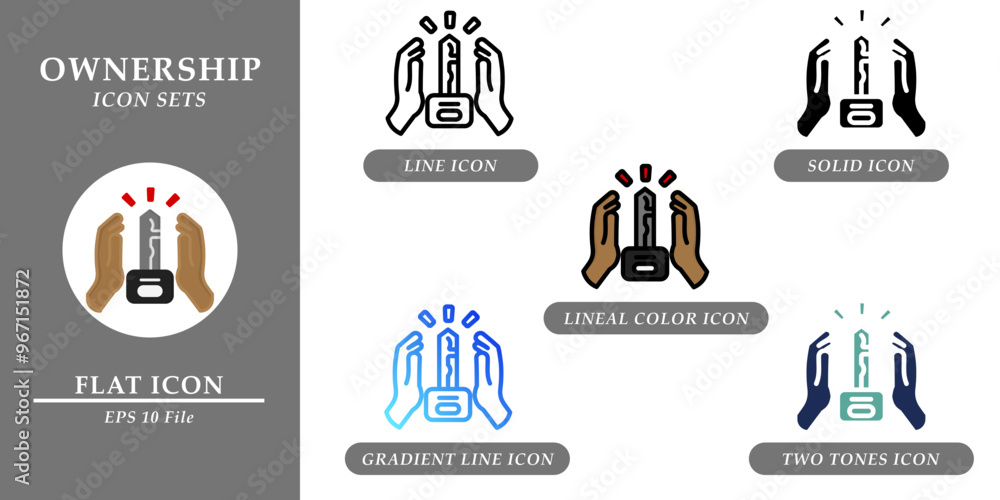 Ownership icons sets. Soft skills concept. Various style icons on isolated background for web ...