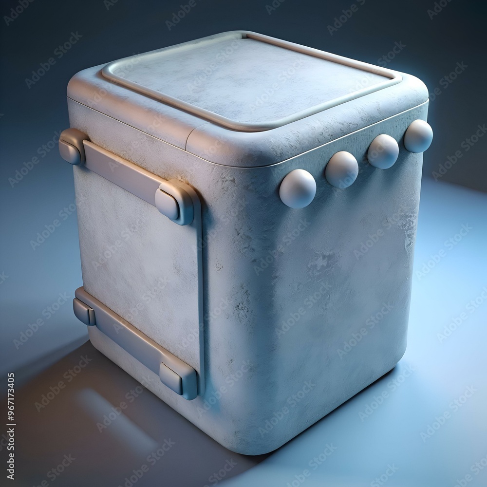 A futuristic and stylized 3D model of a freezer. perfect for adding a ...