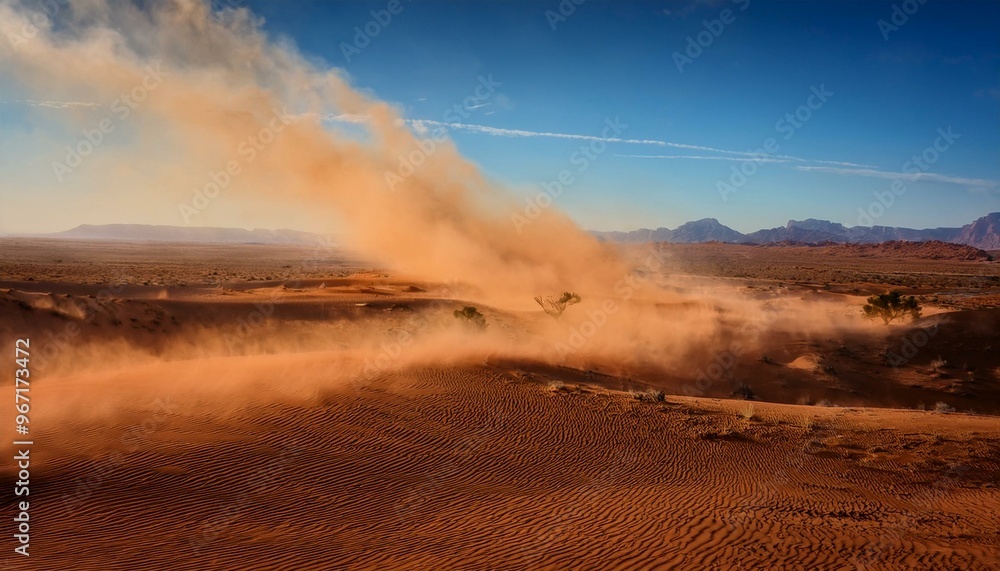 Intense dust cloud rising from the ground, resembling a sandstorm in ...