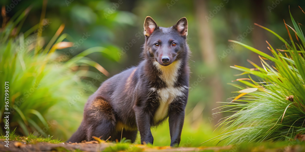 Extinct Tasmanian Pouch Wolf in its natural habitat, extinct, Tasmanian ...