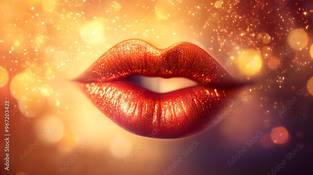 Kissing face emoji with puckered lips, on a romantic, shimmering ...