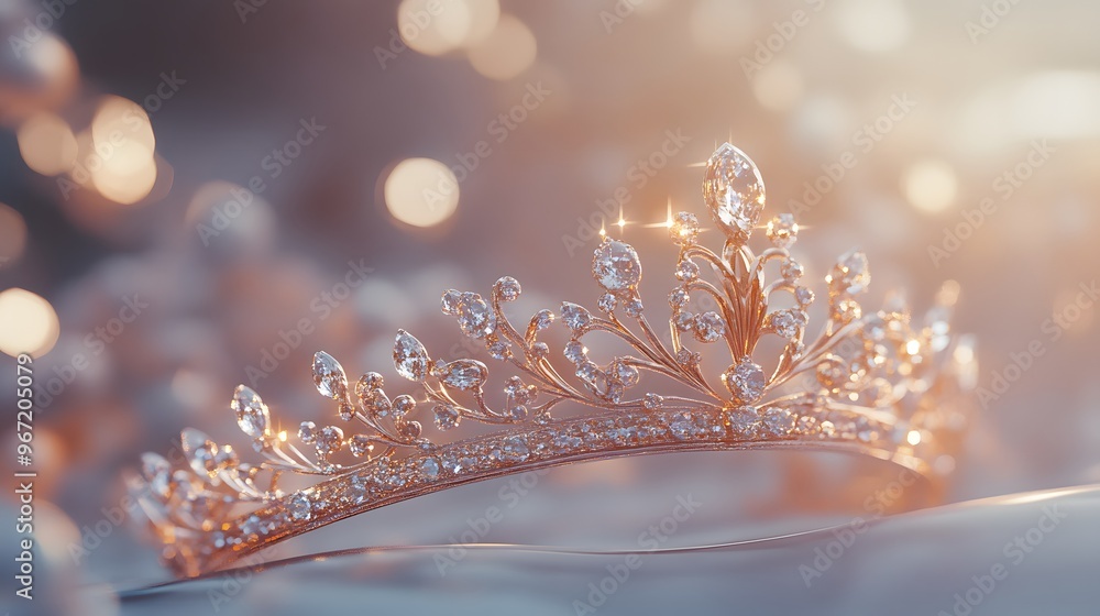 Elegant 3D-printed tiara with intricate detailing, shown in a soft ...