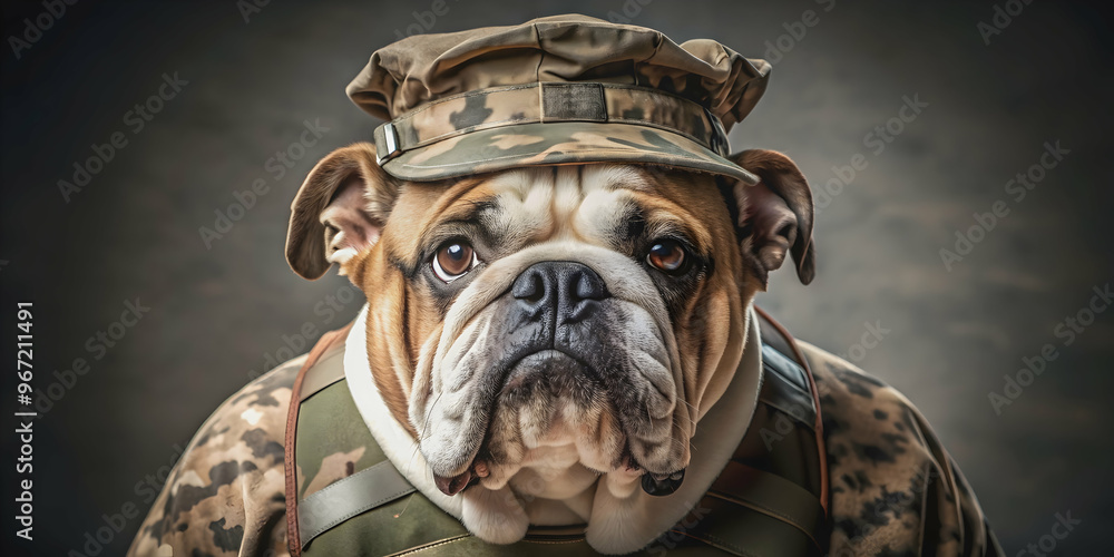Tough military bulldog representing the Marine Corps, known as the ...